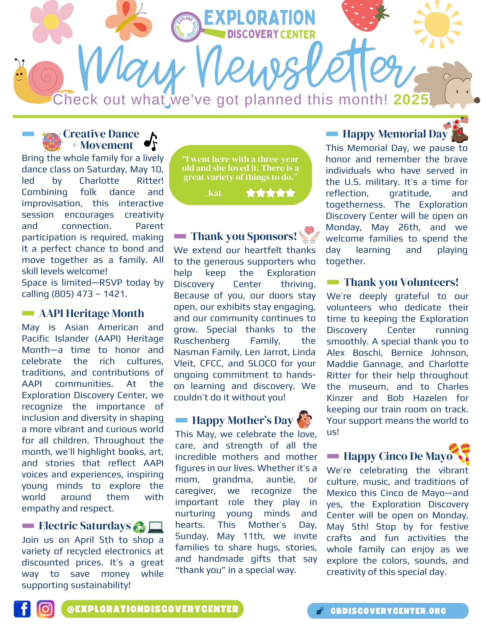 May Newsletter 2025 – Exploration Discovery Center
